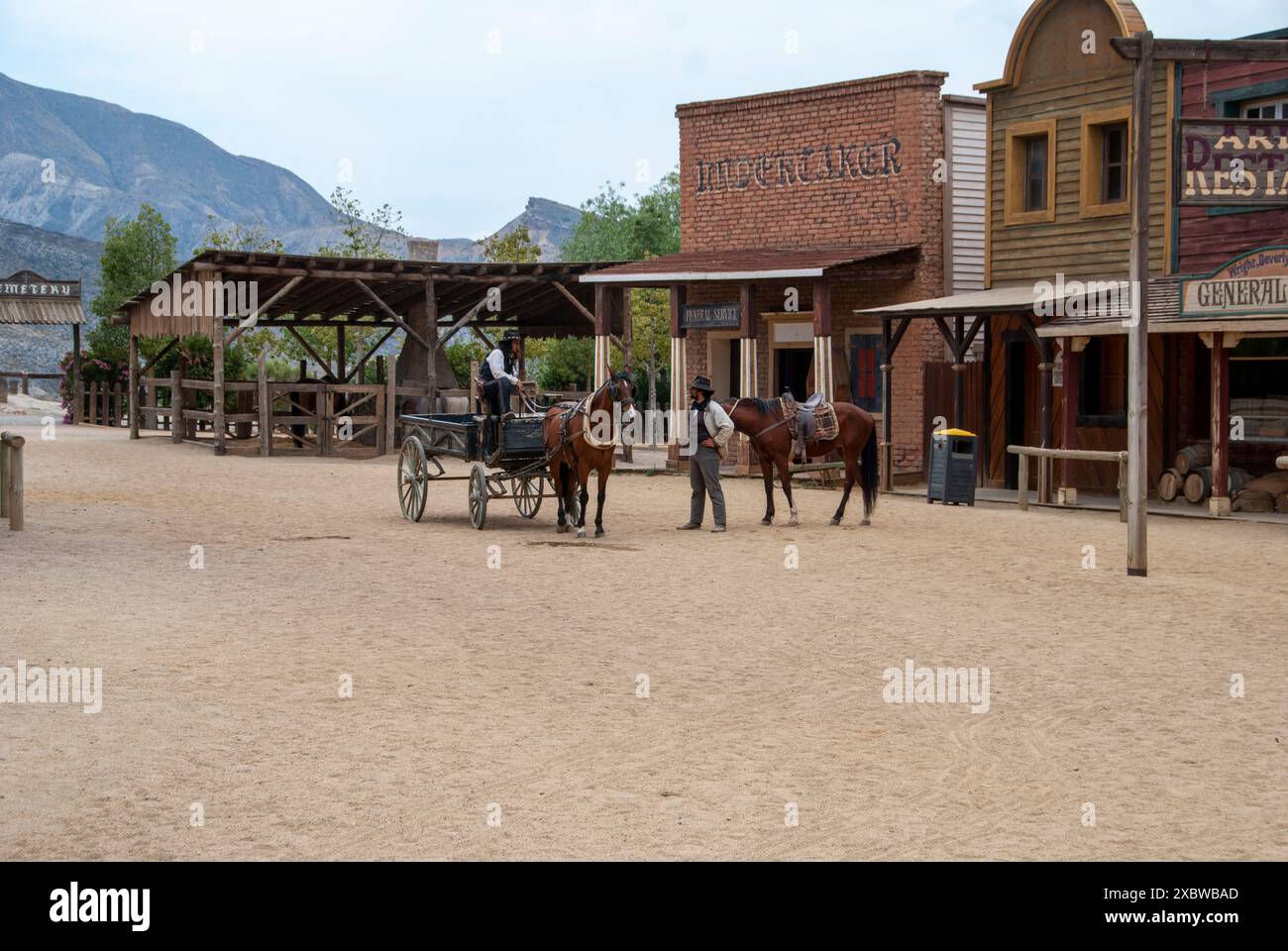 Two Cowboys and horses on a Film Set Stock Photo - Alamy