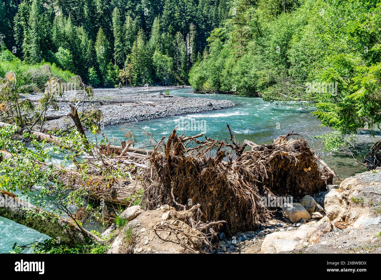 A view of the White River from highway 410 in Washington State Stock ...