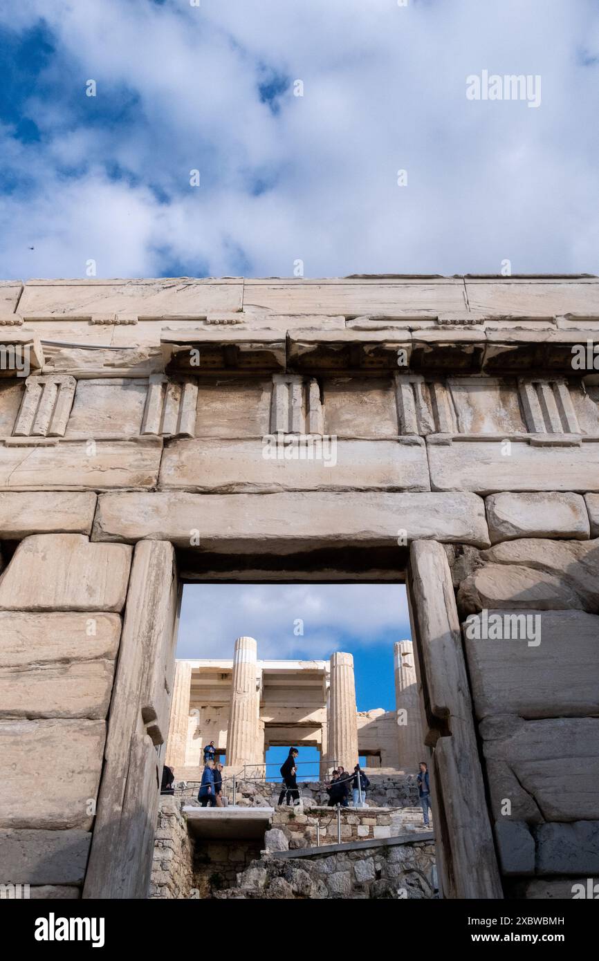 The Propylaia, the main entrance to the Acropolis, in Athens, capital ...