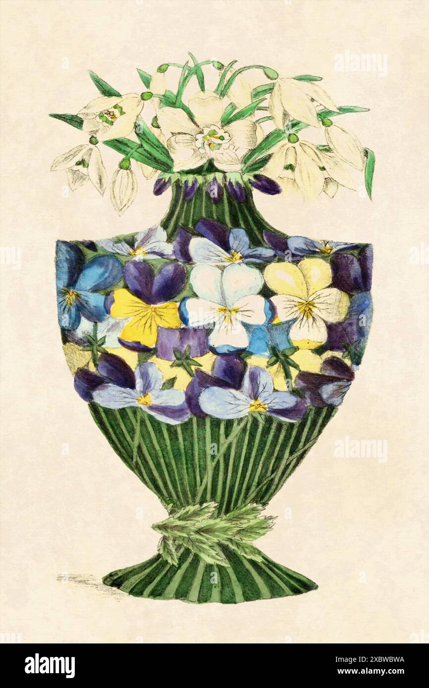 Rustic floral pottery on beige background. Vintage-Style art Stock ...