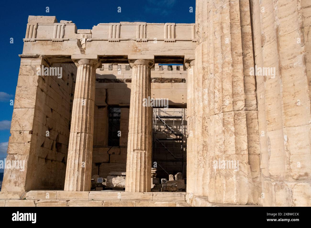 The Propylaia, the main entrance to the Acropolis, in Athens, capital ...