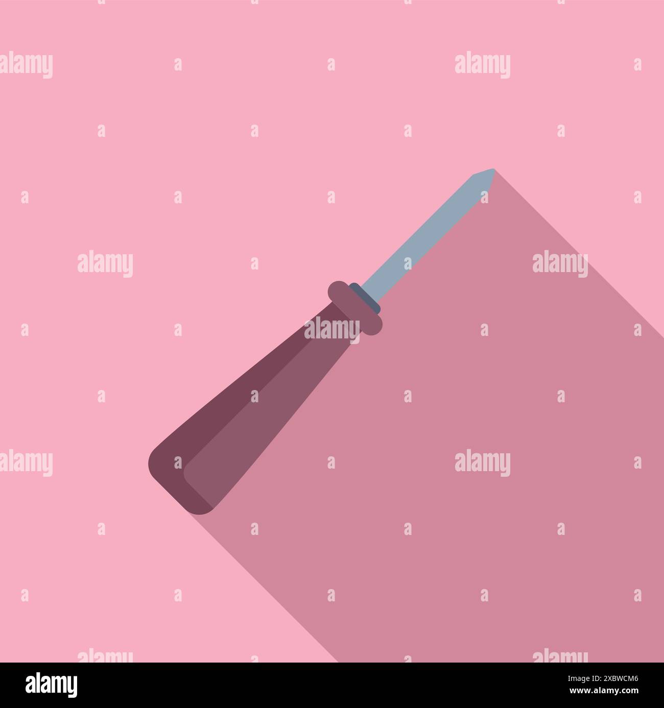 Minimalist illustration featuring an awl tool lying on a pink ...