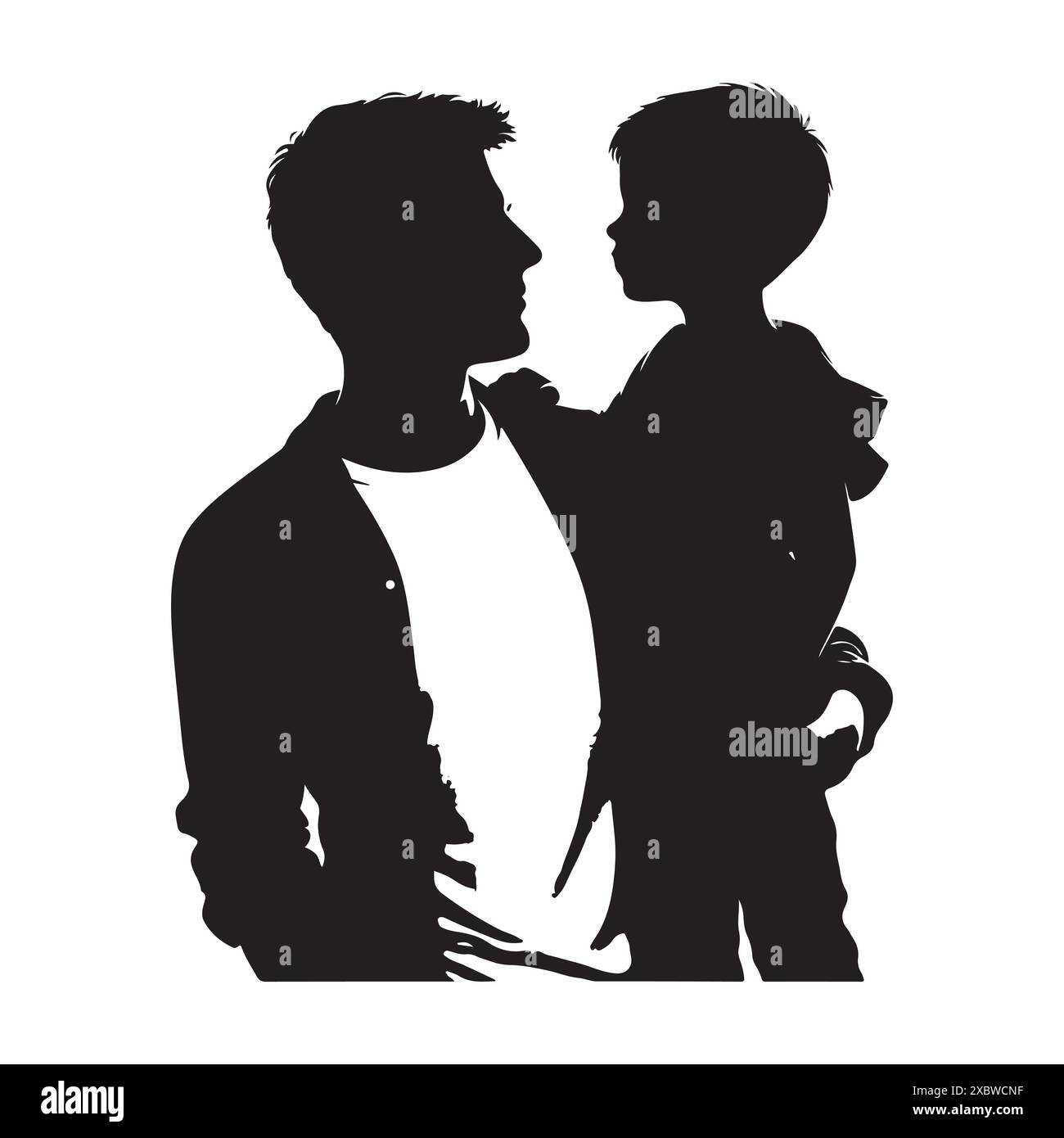 Silhouette of father and son. Vector isolated illustration Stock Vector ...