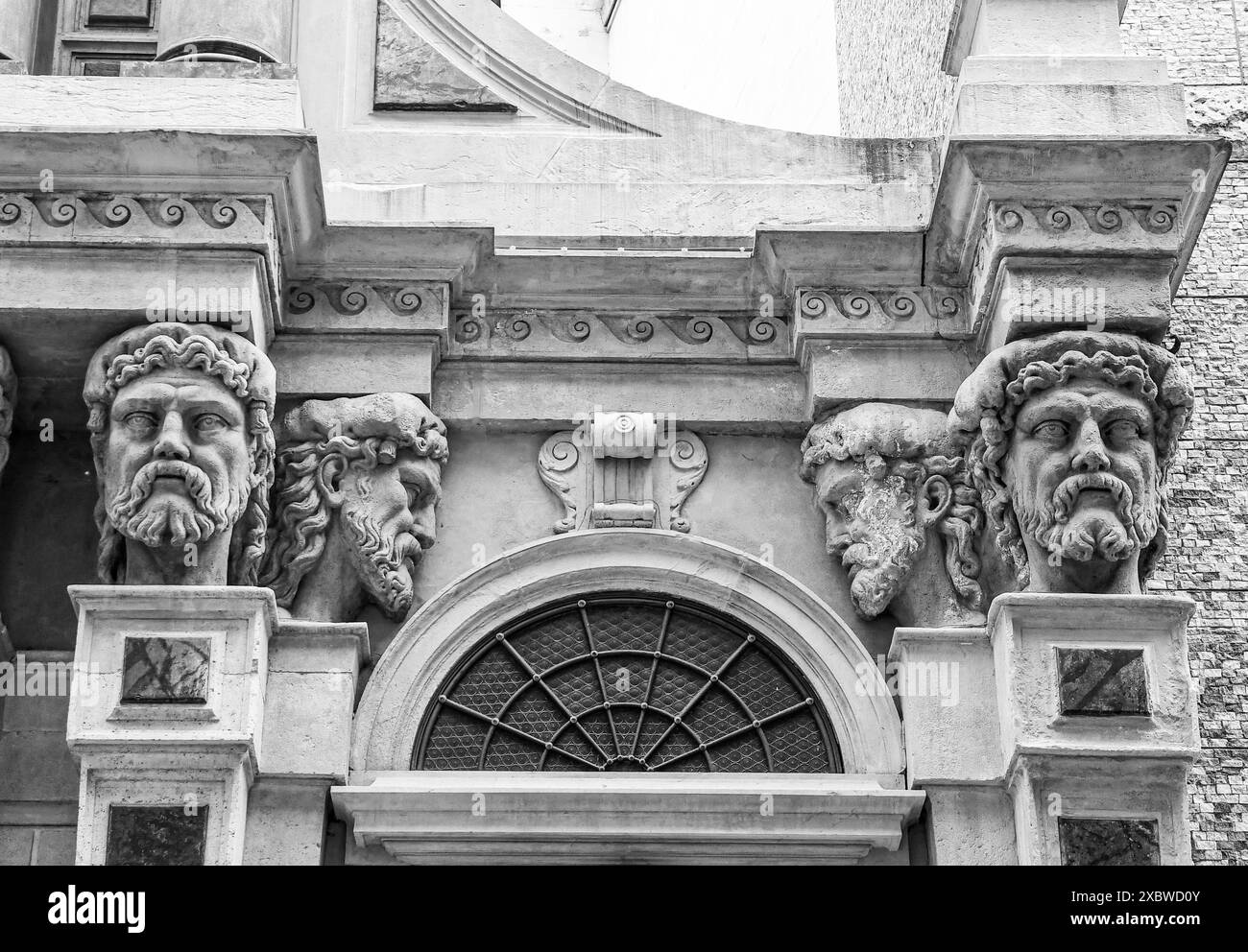 Architectural details of the facade of the church of San Raffaele with ...