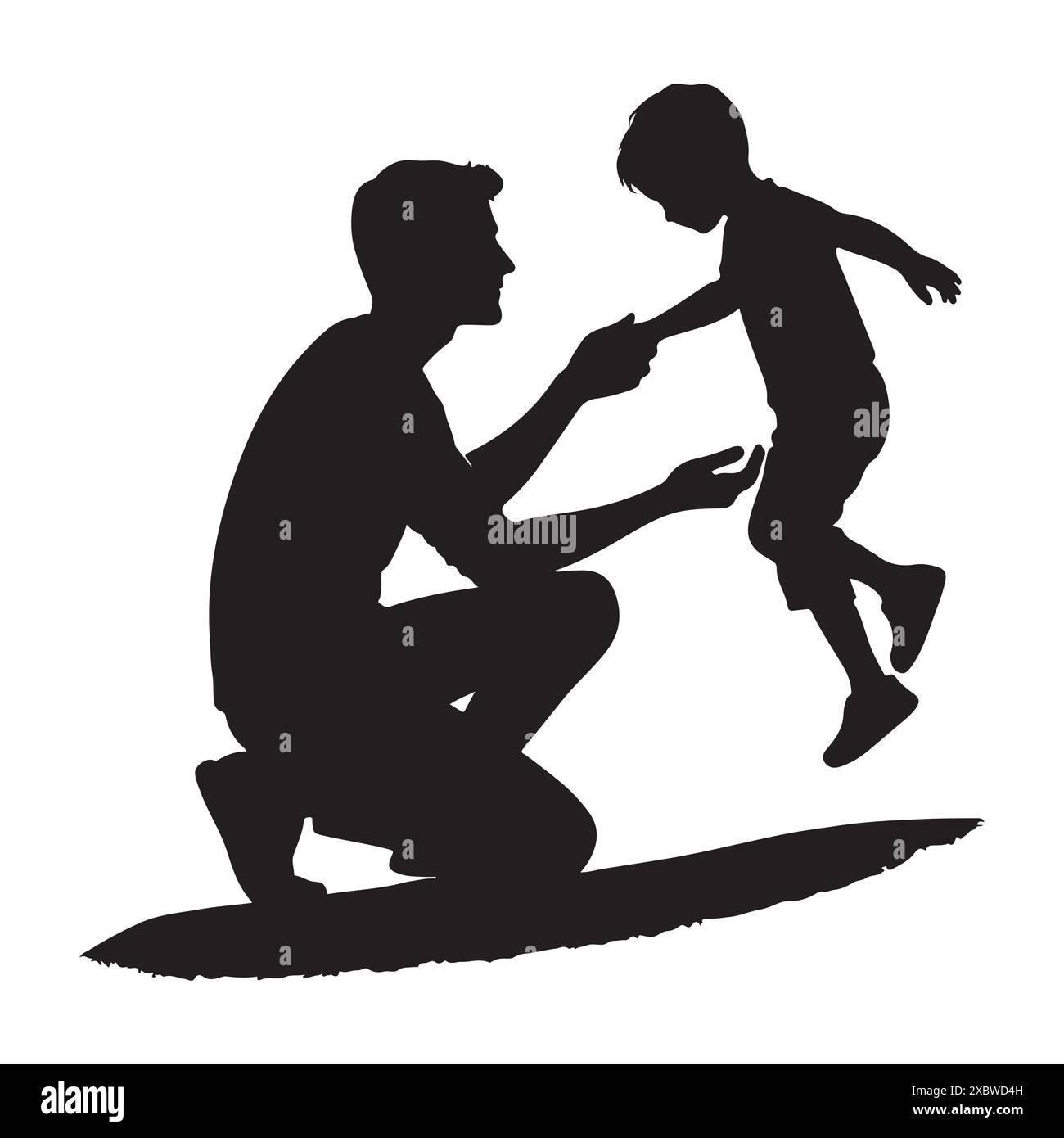 Silhouette of father and son. Vector isolated illustration Stock Vector ...