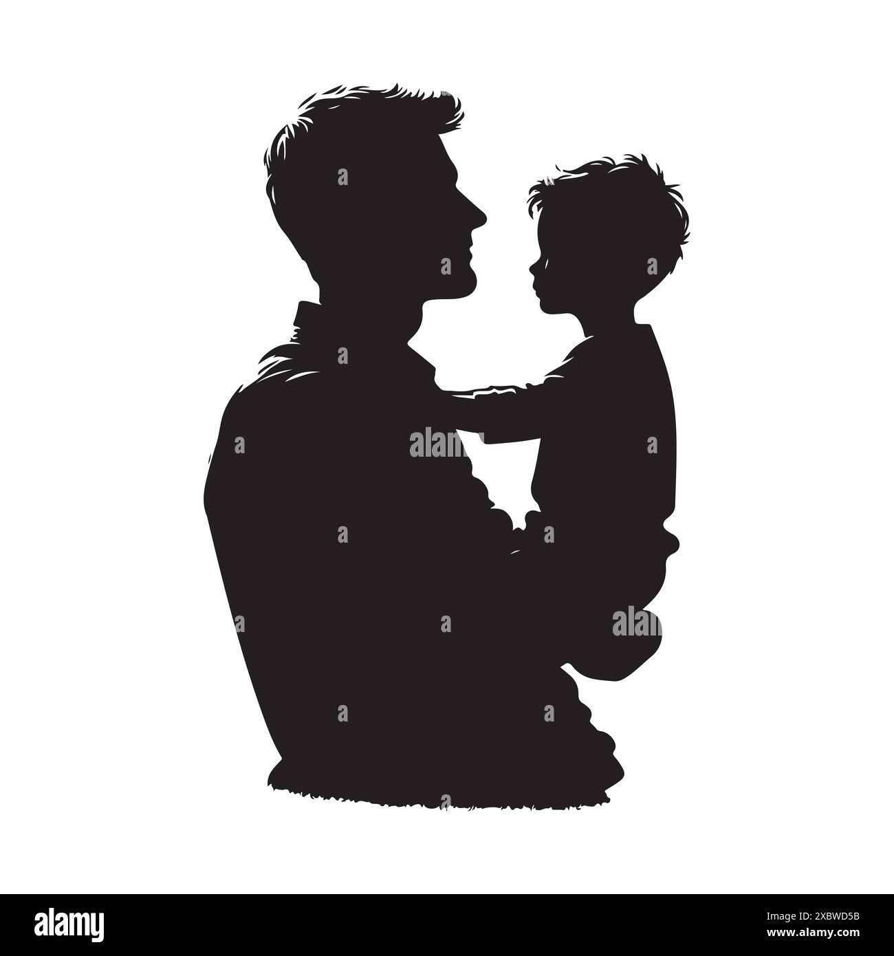 Silhouette of father and son. Vector isolated illustration Stock Vector ...