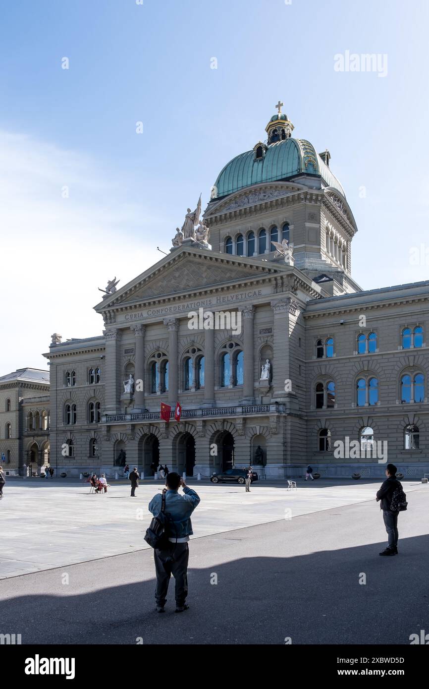 View of the central building of the Federal Palace of Switzerland, the ...