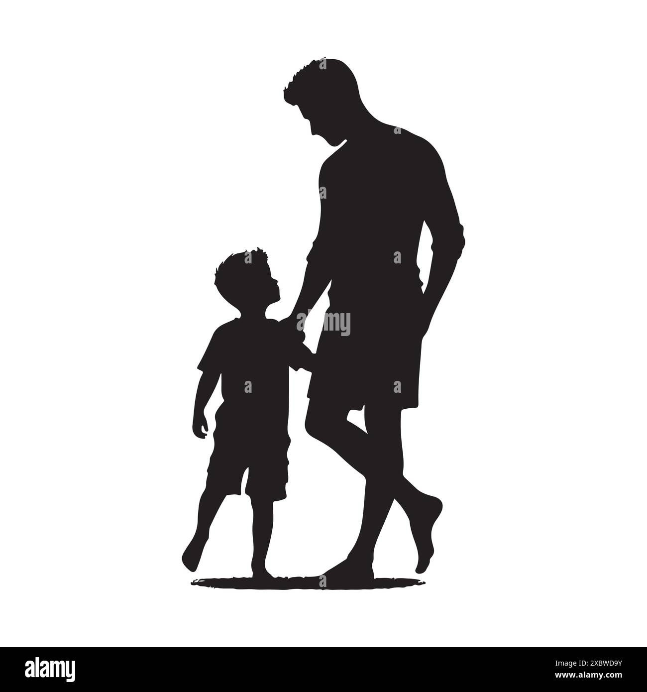Silhouette of father and son. Vector isolated illustration Stock Vector ...