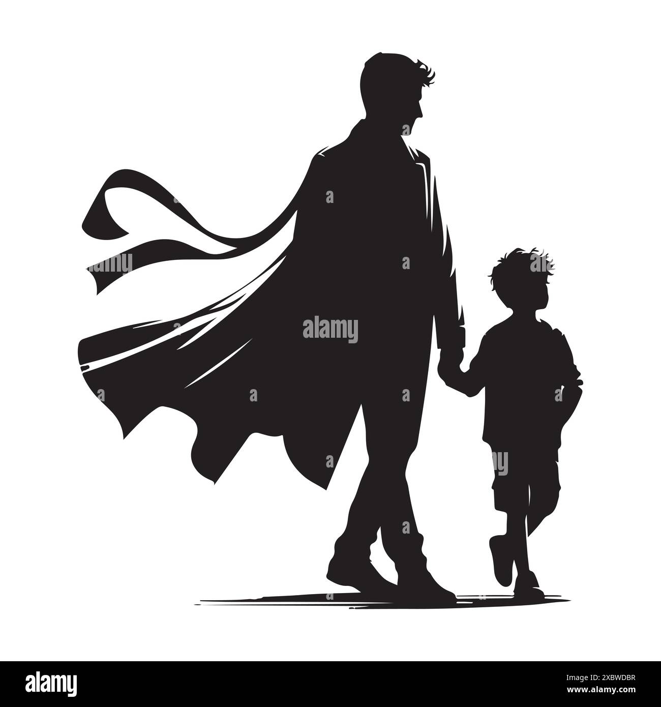 Silhouette of father and son. Vector isolated illustration Stock Vector ...