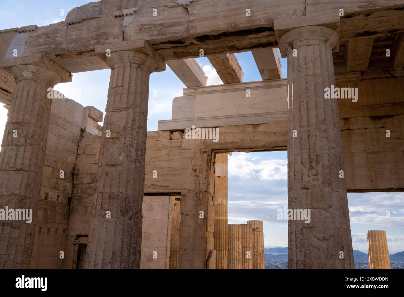 The Propylaia, the main entrance to the Acropolis, in Athens, capital ...