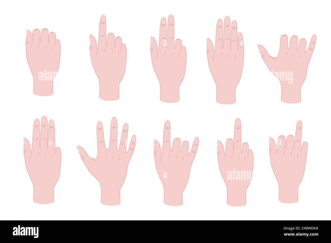 Set of human hand palm gestures vector illustration isolated on white ...
