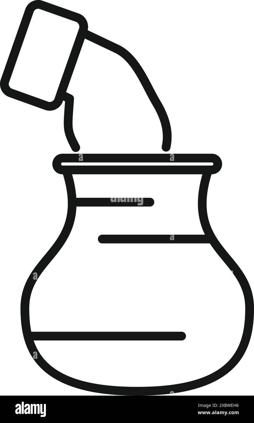 Simple line drawing of a laboratory beaker being filled with liquid ...