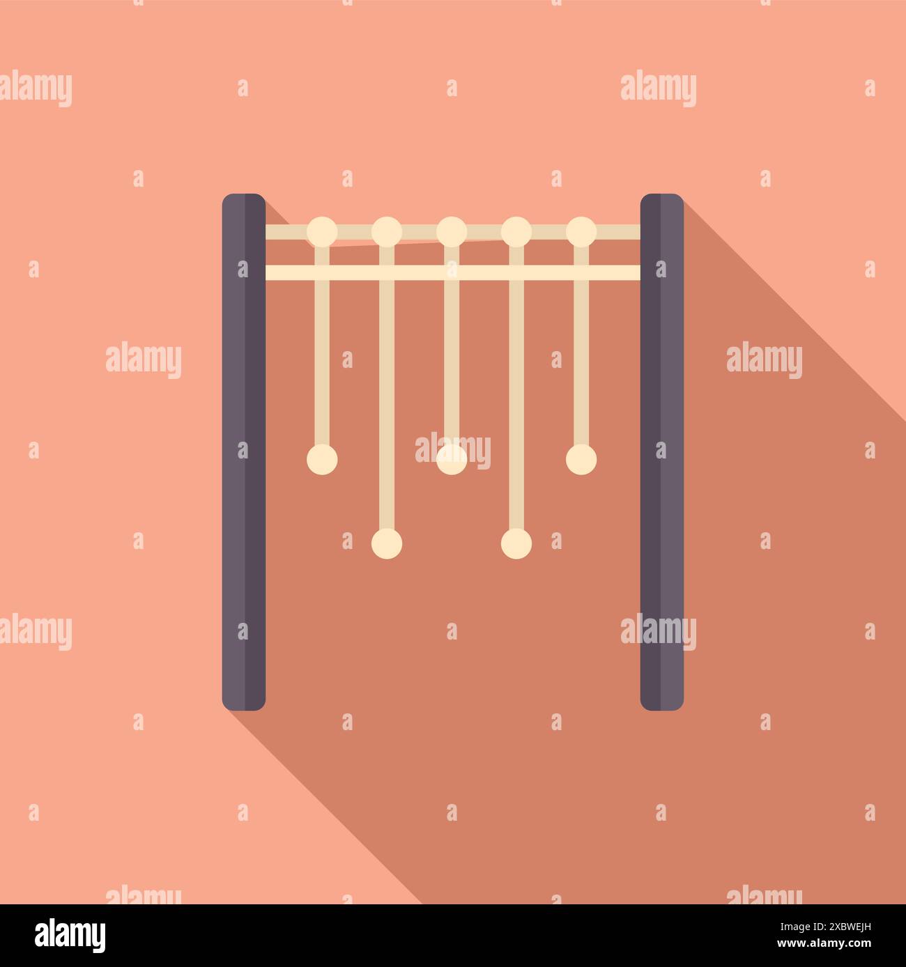 Illustration of monkey bars hanging from metal frame on playground with ...