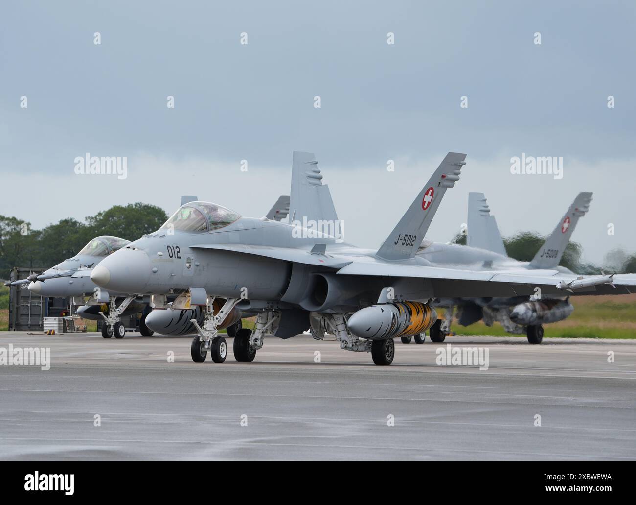 Jagel, Germany. 11th June, 2024. Swiss Air Force F-18 fighter jets ...