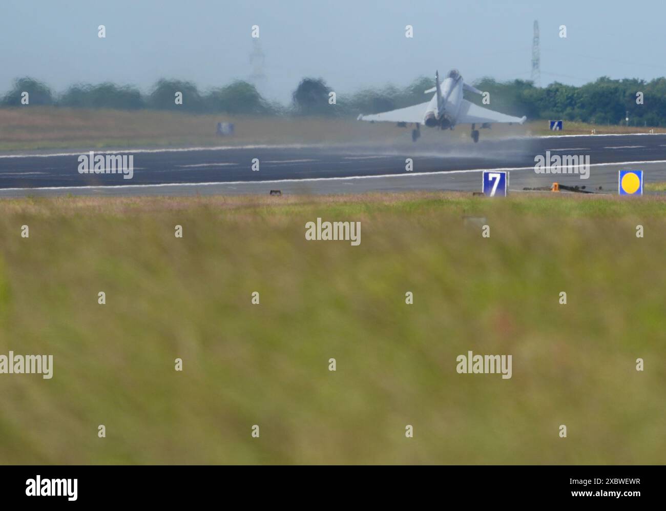 Jagel, Germany. 11th June, 2024. A German Eurofighter fighter jet takes ...