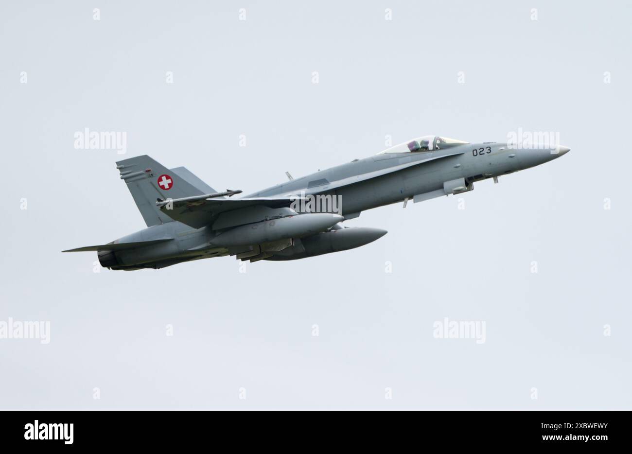 Jagel, Germany. 11th June, 2024. A Swiss Air Force F-18 fighter jet ...