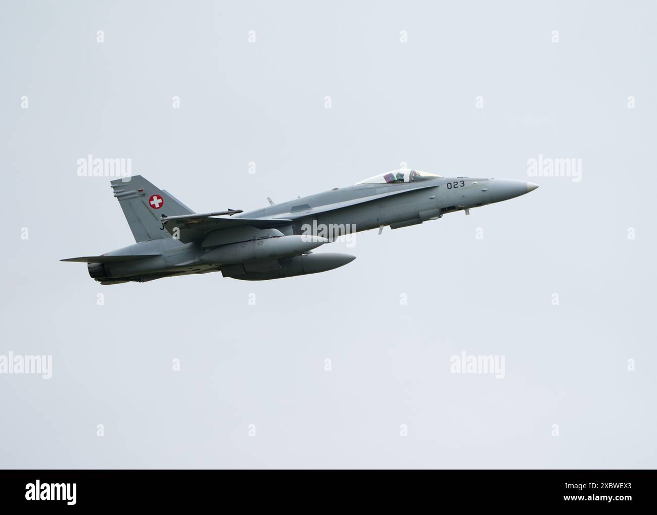 Jagel, Germany. 11th June, 2024. A Swiss Air Force F-18 fighter jet ...
