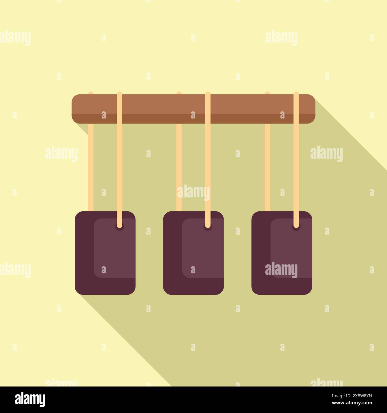 Three metal balls hanging from strings are swinging together, demonstrating the conservation of ...