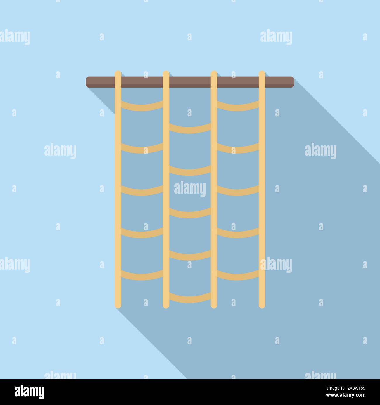 Rope ladder is hanging on a crossbar against blue background Stock ...