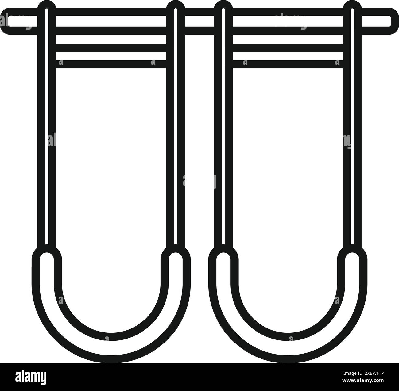 Double swing set hanging on a metal bar is ready for children to play ...