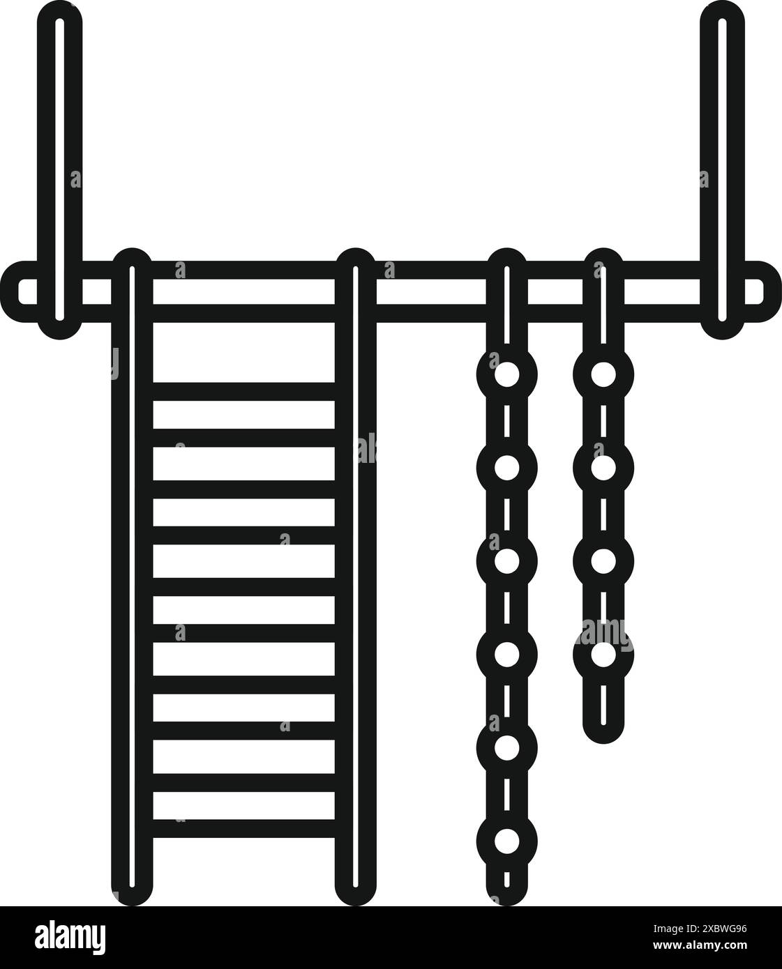 Simple line drawing of wall bars with gymnastic rings for fitness ...