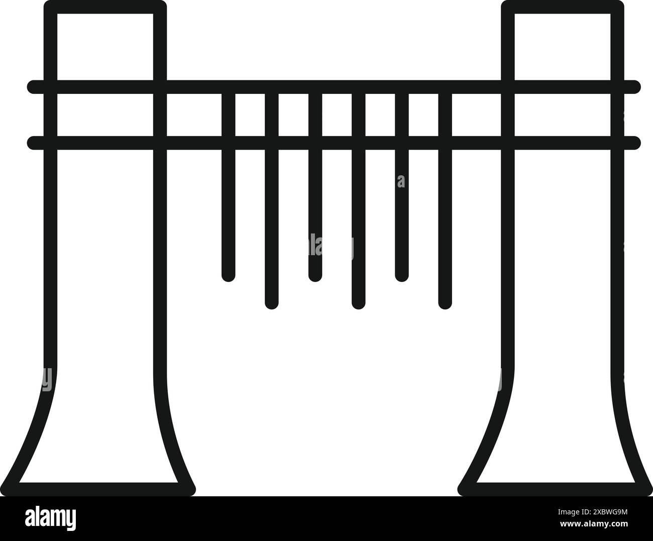 Simple line icon representing a hydroelectric power plant, providing a ...