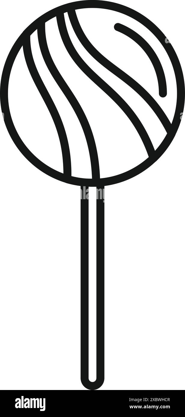 Simple line drawing of a round candy lollipop on a stick, perfect for ...