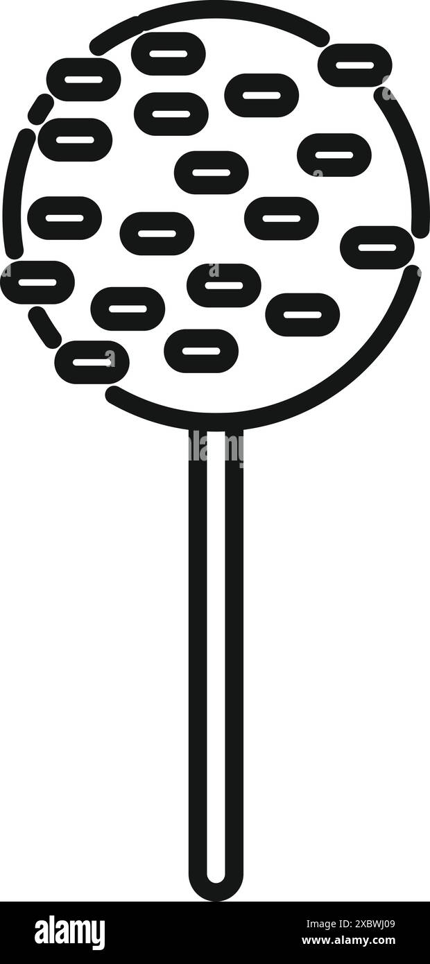 Black outline icon of a round lollipop with sprinkles, bringing a touch ...