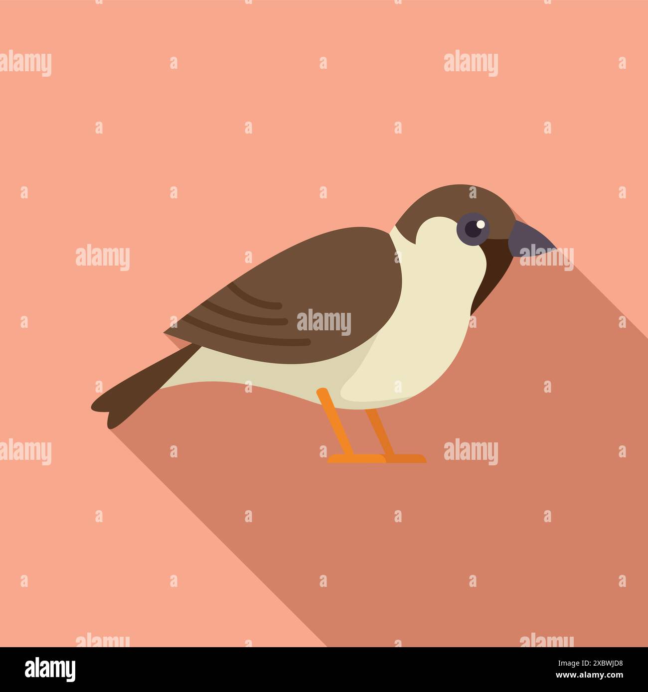 Minimalist illustration of a little sparrow standing, an image with a ...