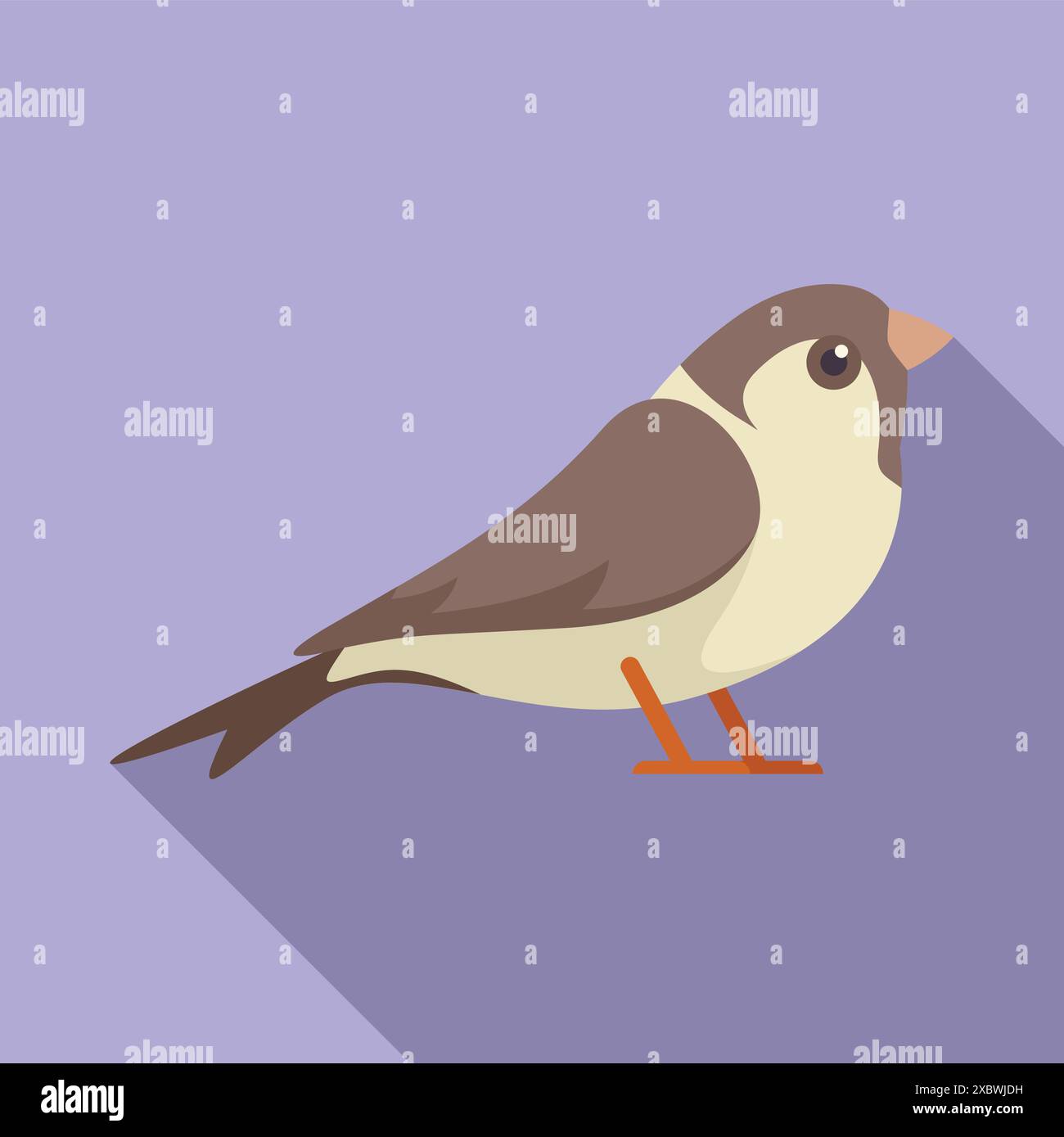 Minimalist illustration of a java sparrow bird standing with its beak ...