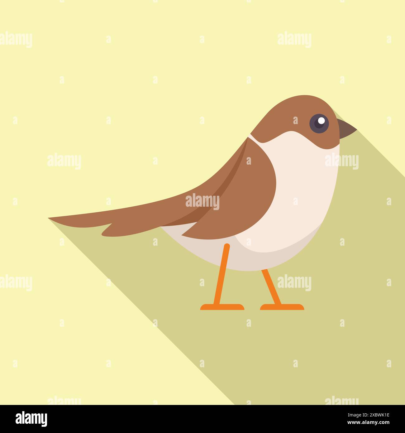 Illustration of a cute sparrow bird standing on the ground, side view ...