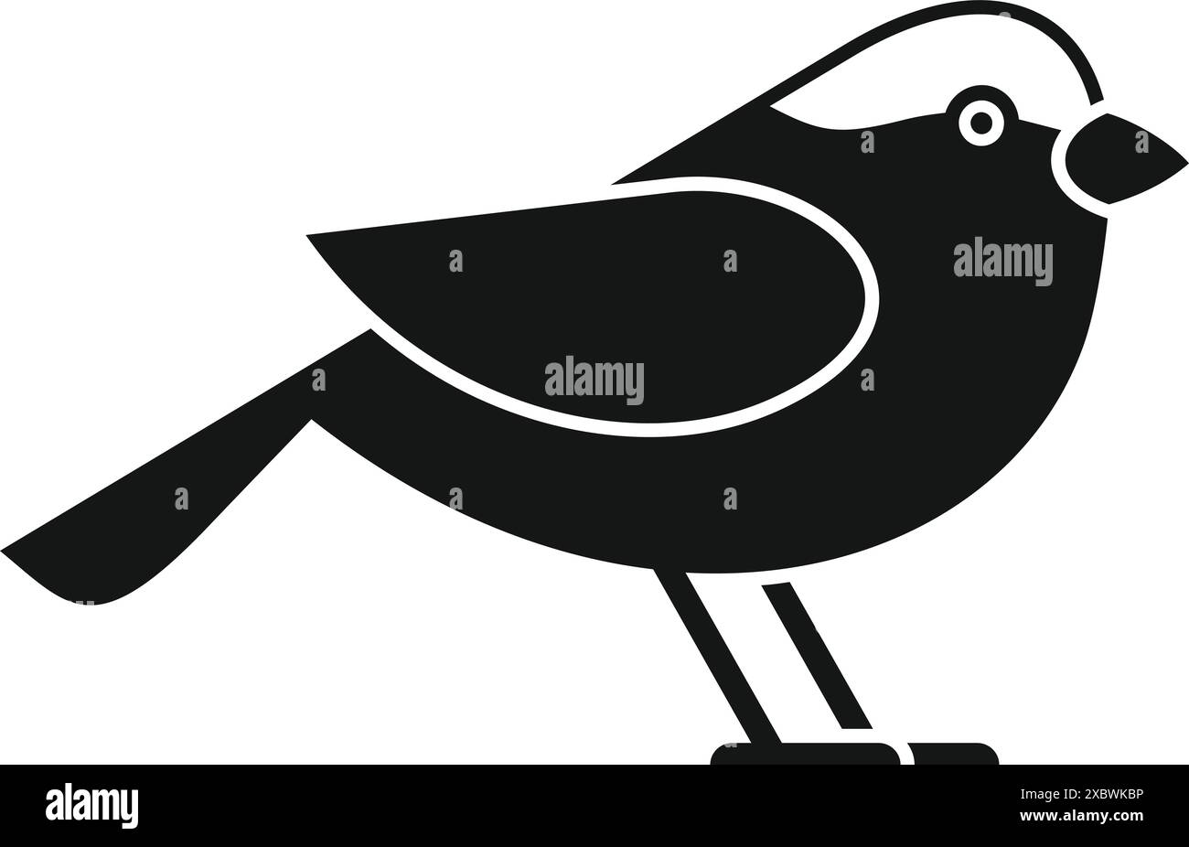 Simple black and white icon of a small bird standing still Stock Vector ...