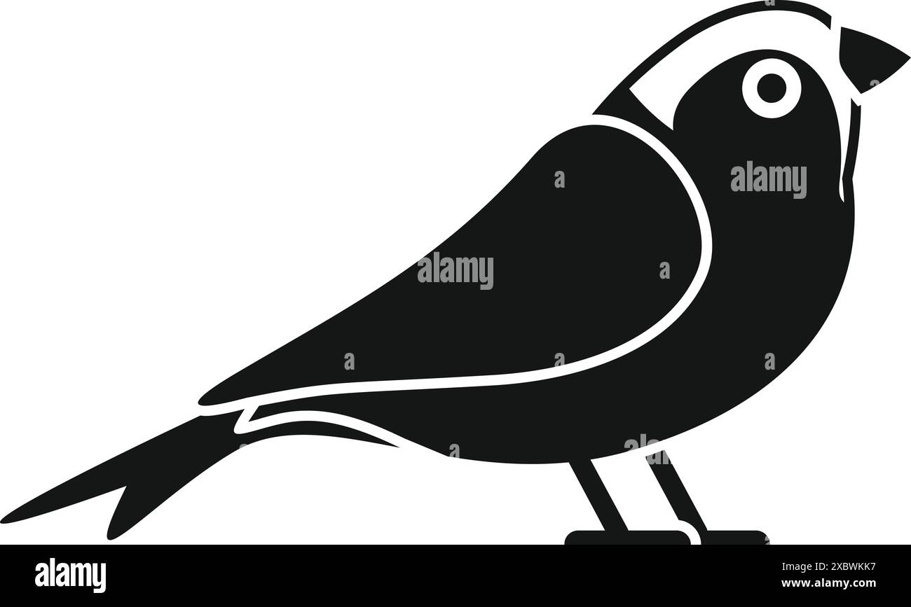 Simple icon of a little bird standing, its beak slightly open, perfect ...