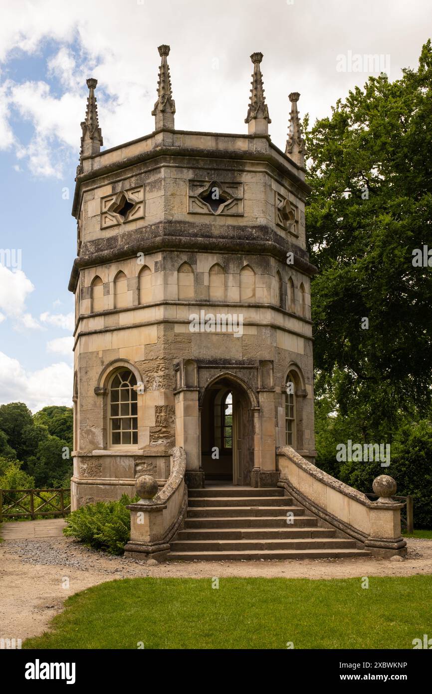 The crowned or pinnacled Octagonal house folly at Studley Royal, Ripon ...