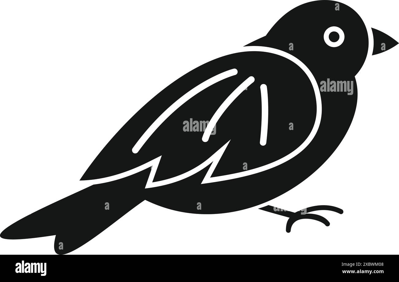 Black silhouette of a small bird standing still Stock Vector Image ...