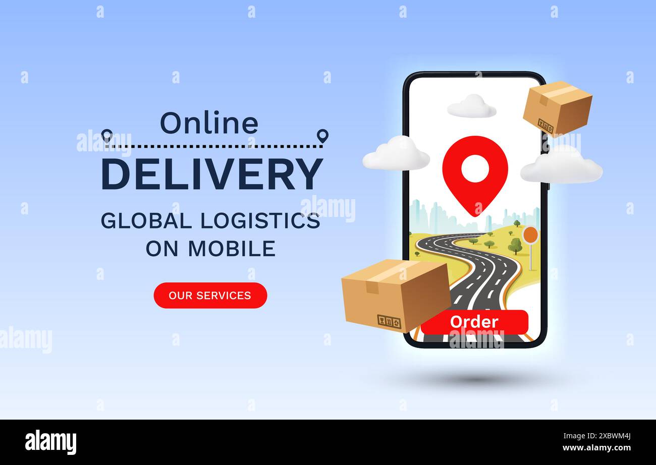 Online shopping app delivery Stock Vector Images - Alamy