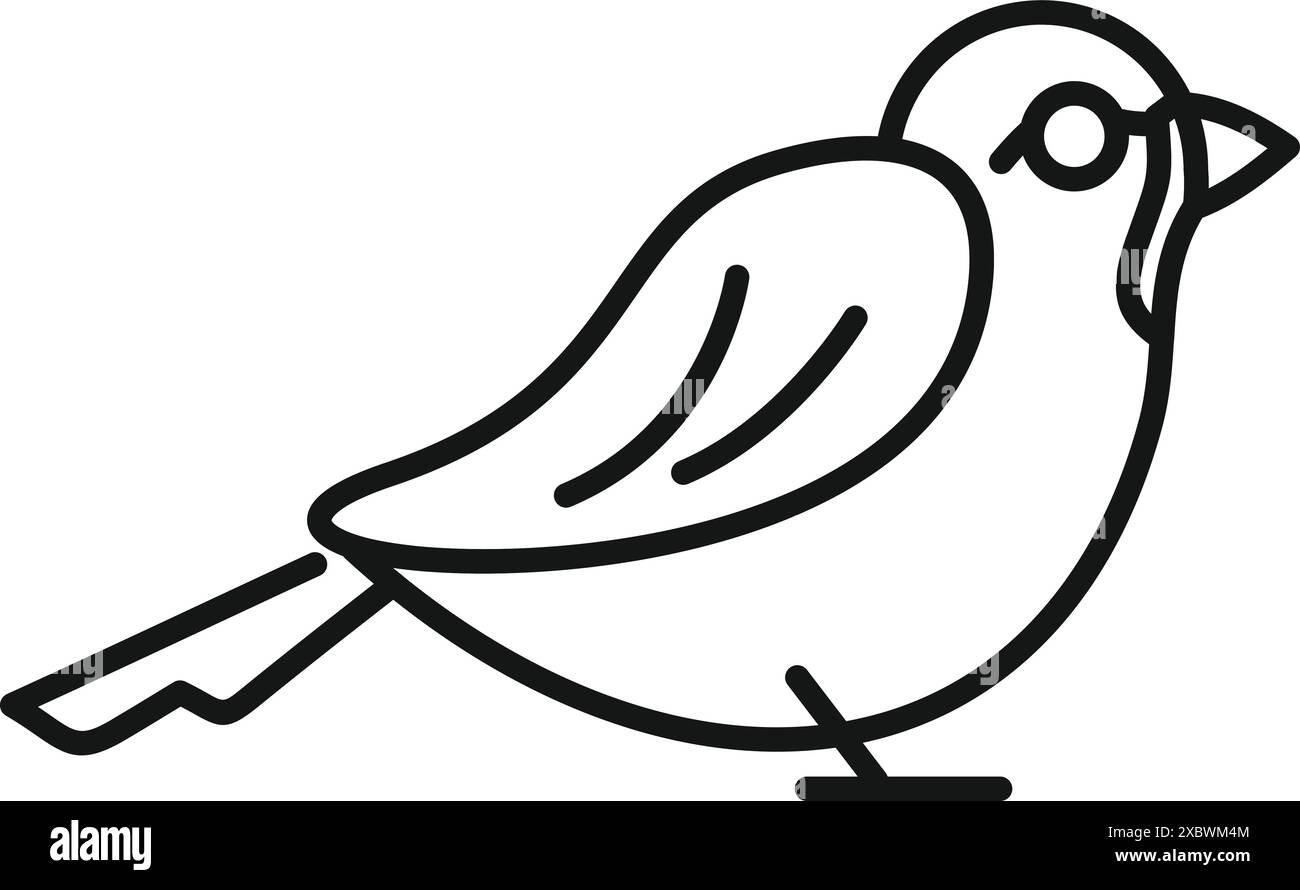 Minimalist line art illustration of a bird standing in profile, perfect ...