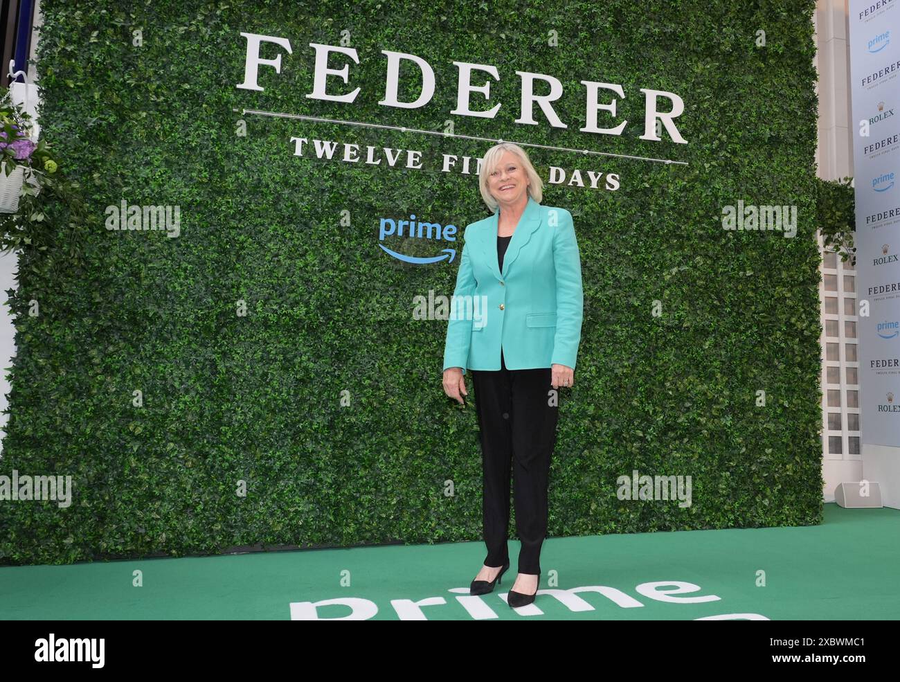 Sue barker attends federer: twelve final days at the odeon luxe, leicester square, london. hi ...