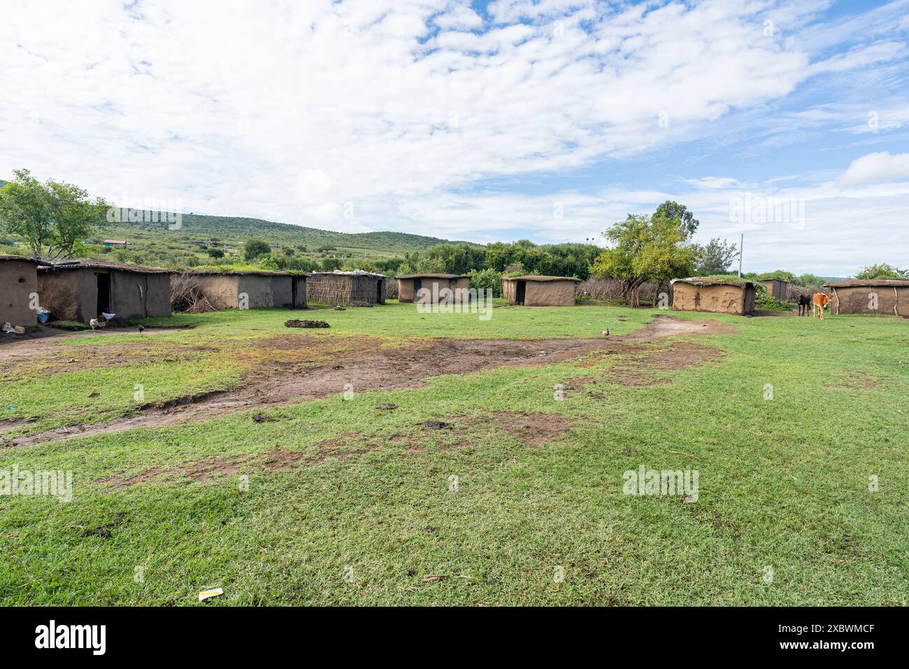 Traditional Kenyan Maasai Village with mud and clay huts Stock Photo ...