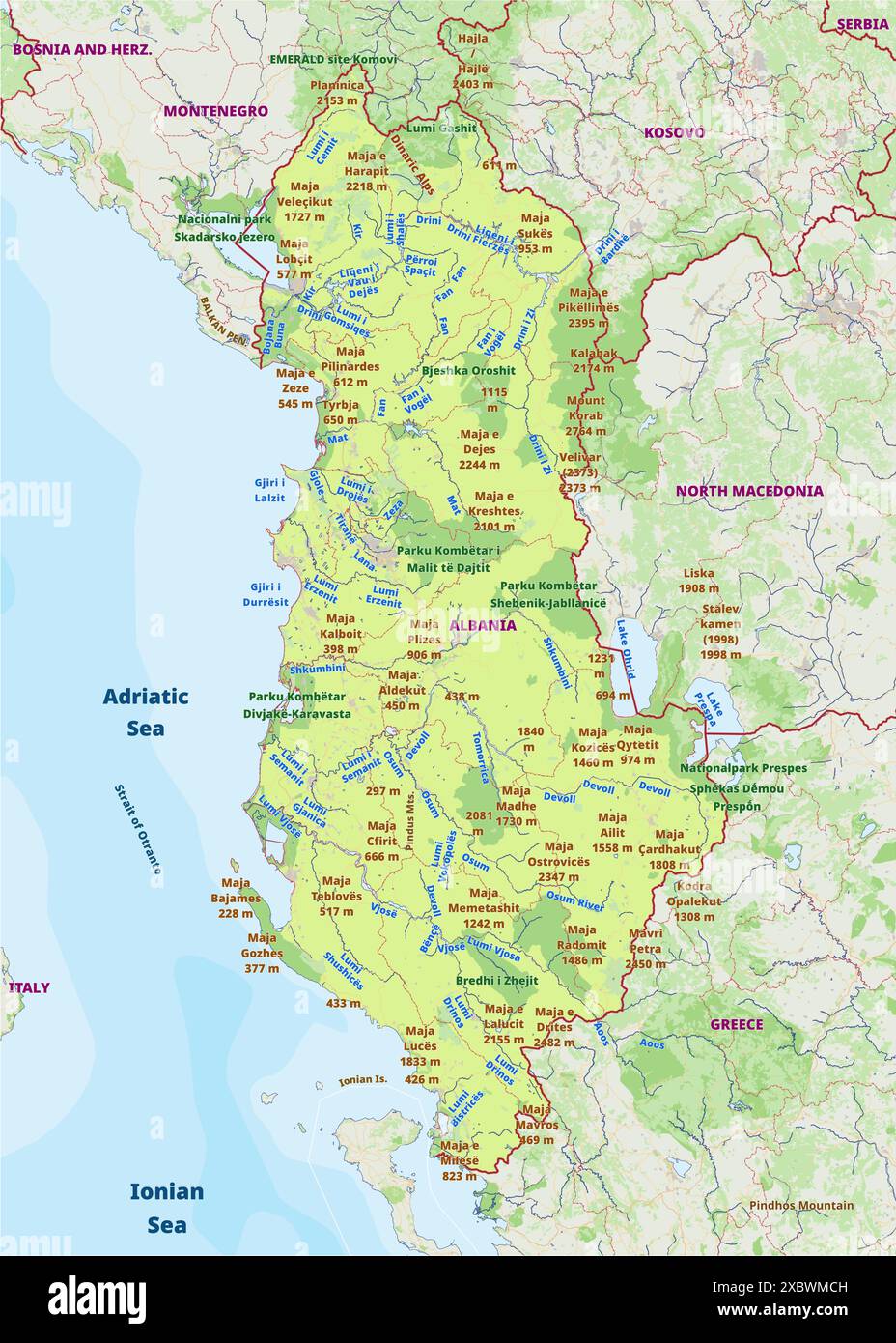 Detailed physical vector map of Albania Stock Vector Image & Art - Alamy