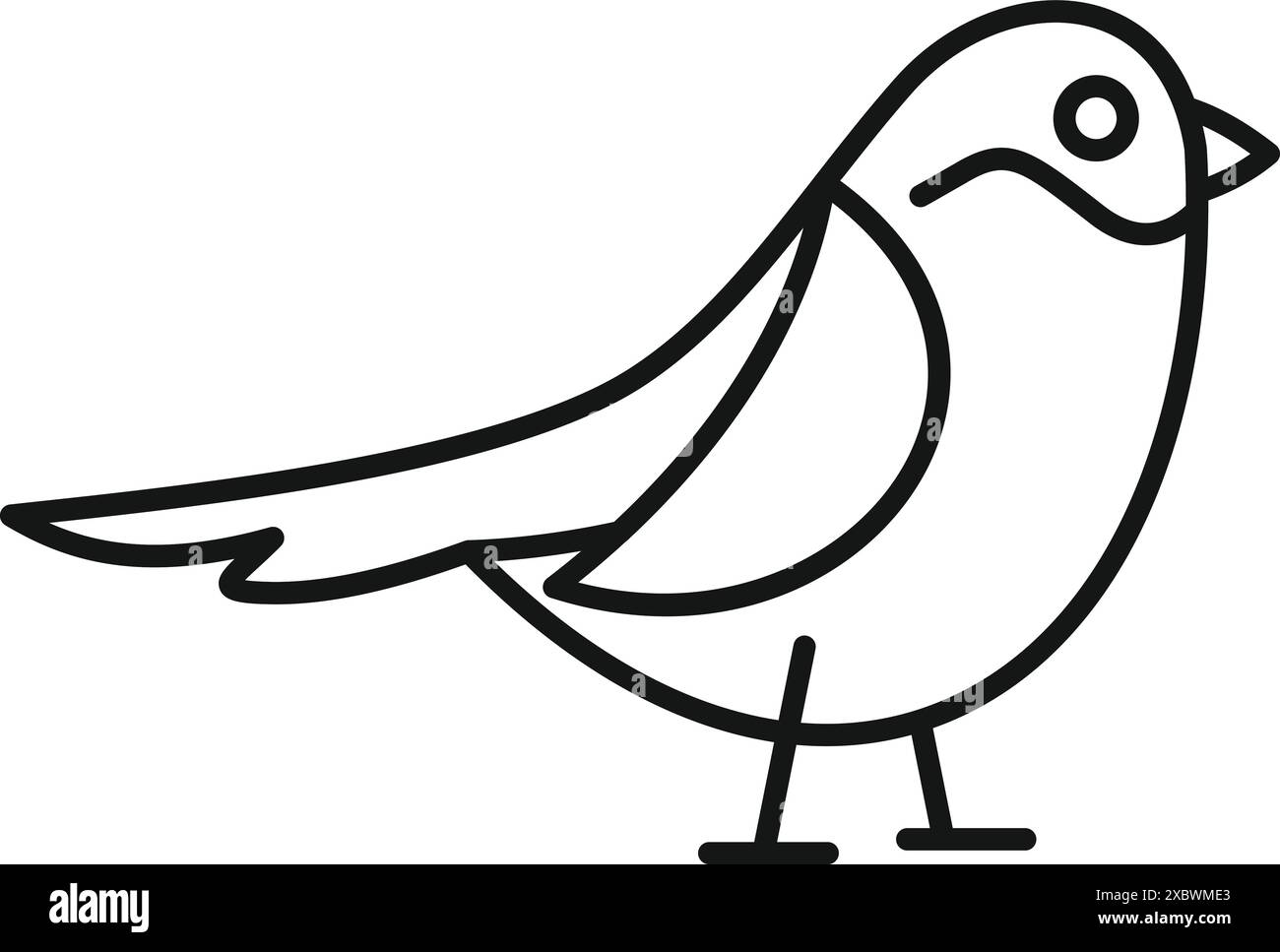 Simple line drawing of a bird standing, side view, minimalist style ...