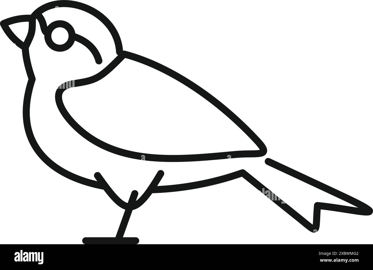 Simple line drawing of a bird standing on a branch, evoking ...