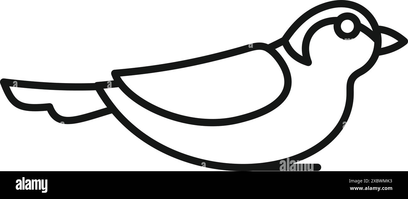 Simple line drawing of a bird standing with its wings open, evoking ...