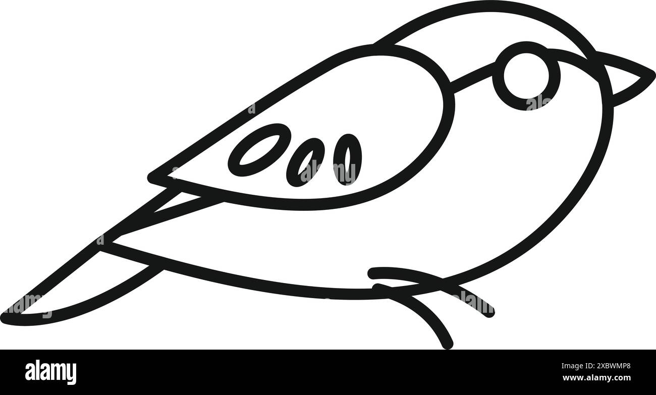 Simple line drawing of a bird with a small beak looking right, perched ...