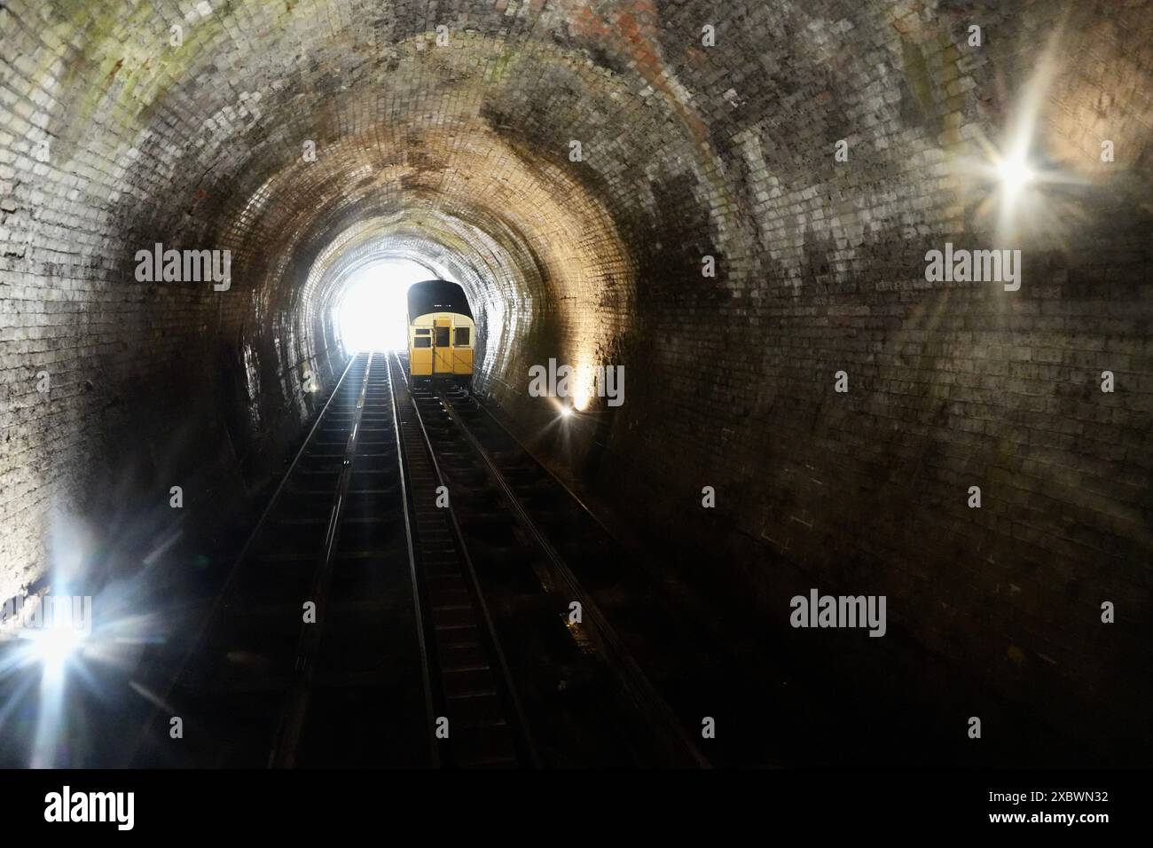 The brick railway tunnel at The West Hill Lift, a funicular railway ...