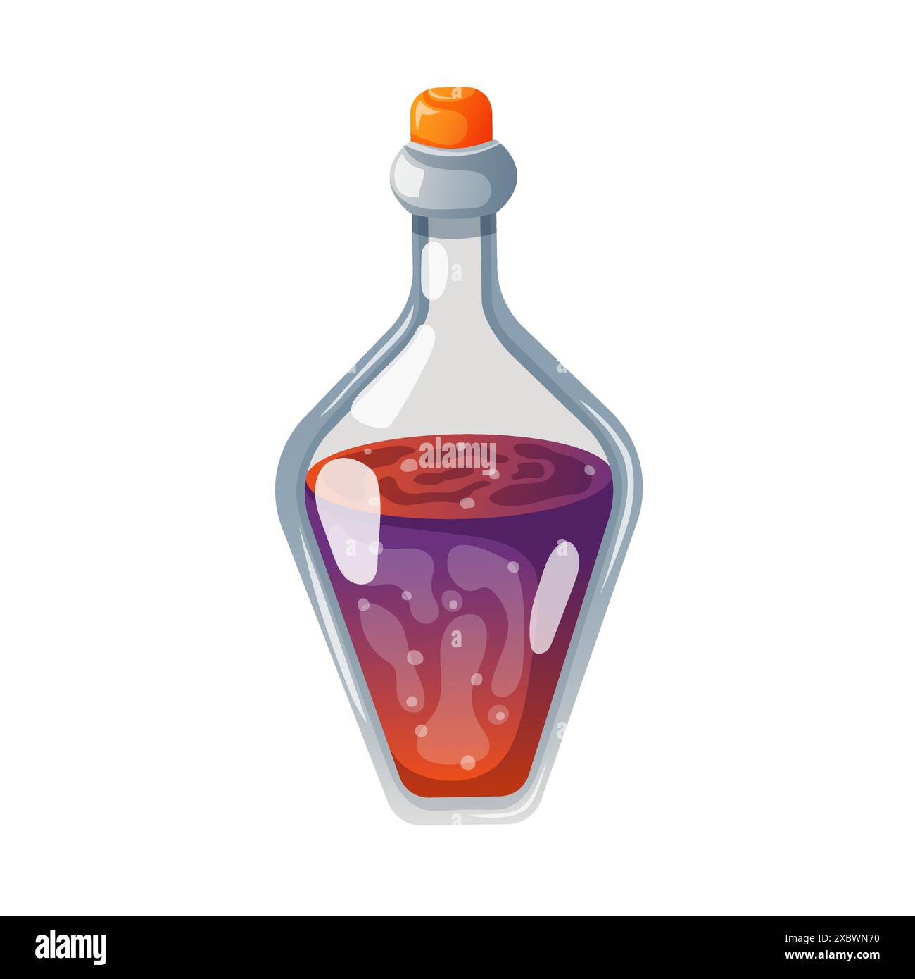 Bottles with magic potion and poison in cartoon style. Glass flask and ...