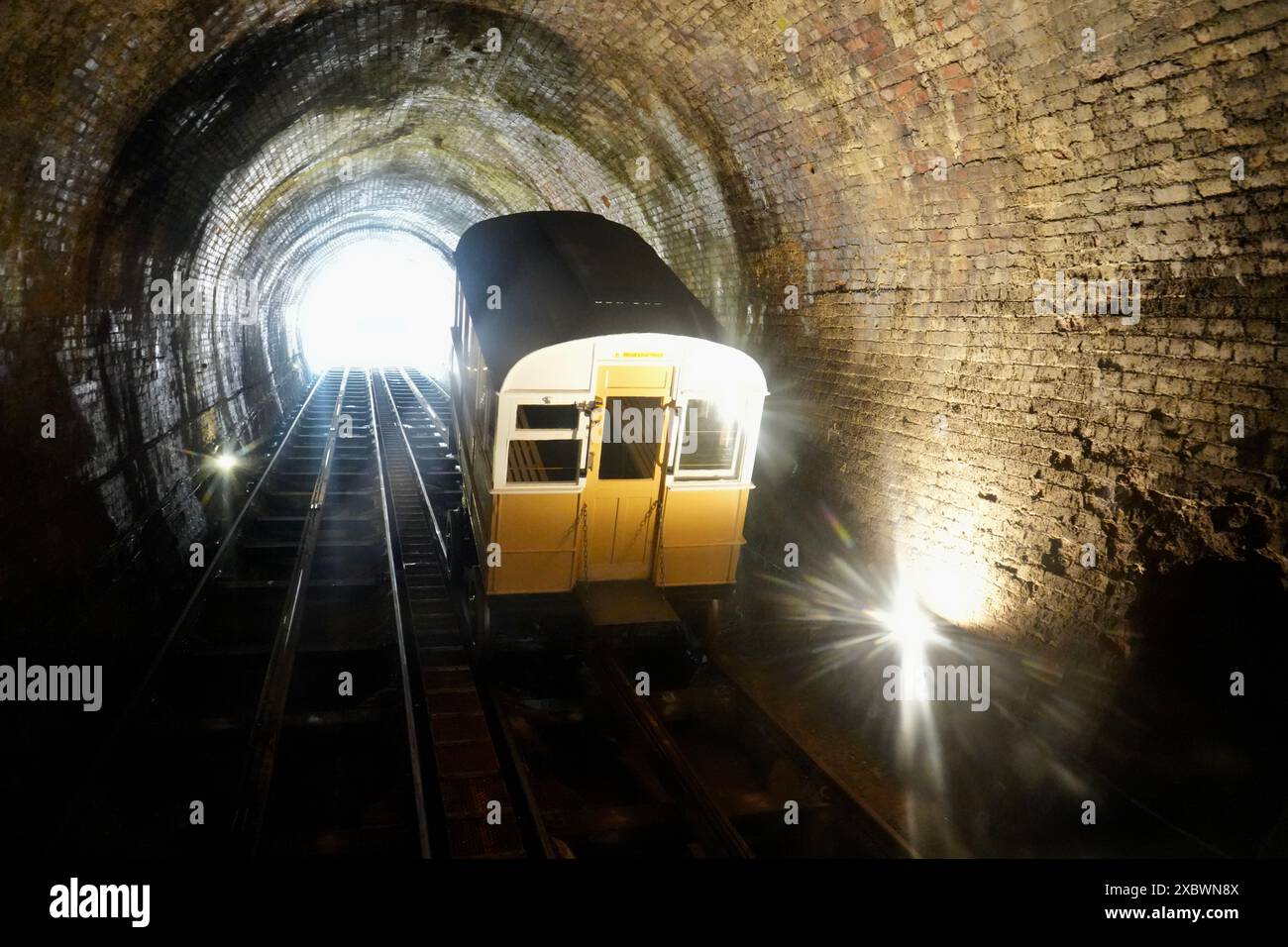 A Victorian Carriage in The brick railway tunnel at The West Hill Lift ...