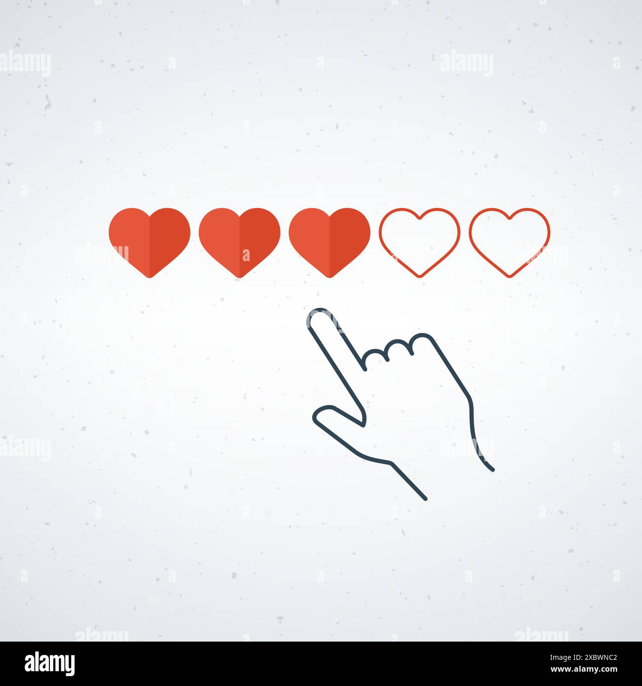 Hand with rating hearts, Customer Experience Concept, Best Excellent ...