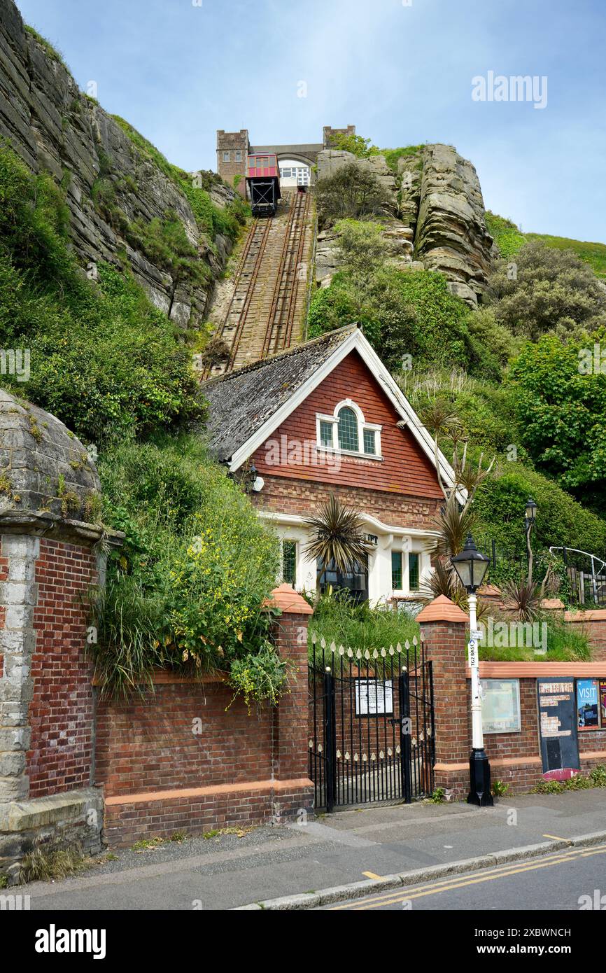 The East Hill Cliff Railway, an early 20th-century funicular railway ...