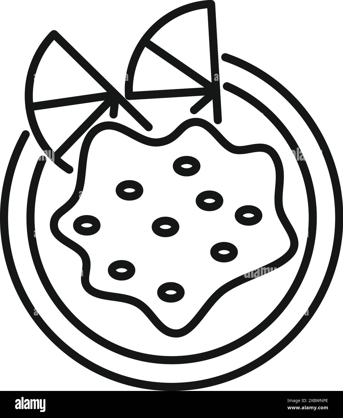 Simple black and white line drawing of a bowl of pudding decorated with ...